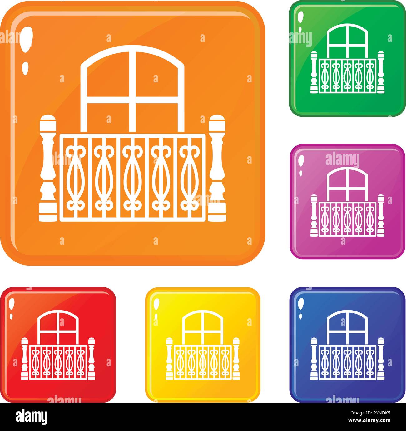 Flat balcony icons set vector color Stock Vector Image & Art - Alamy