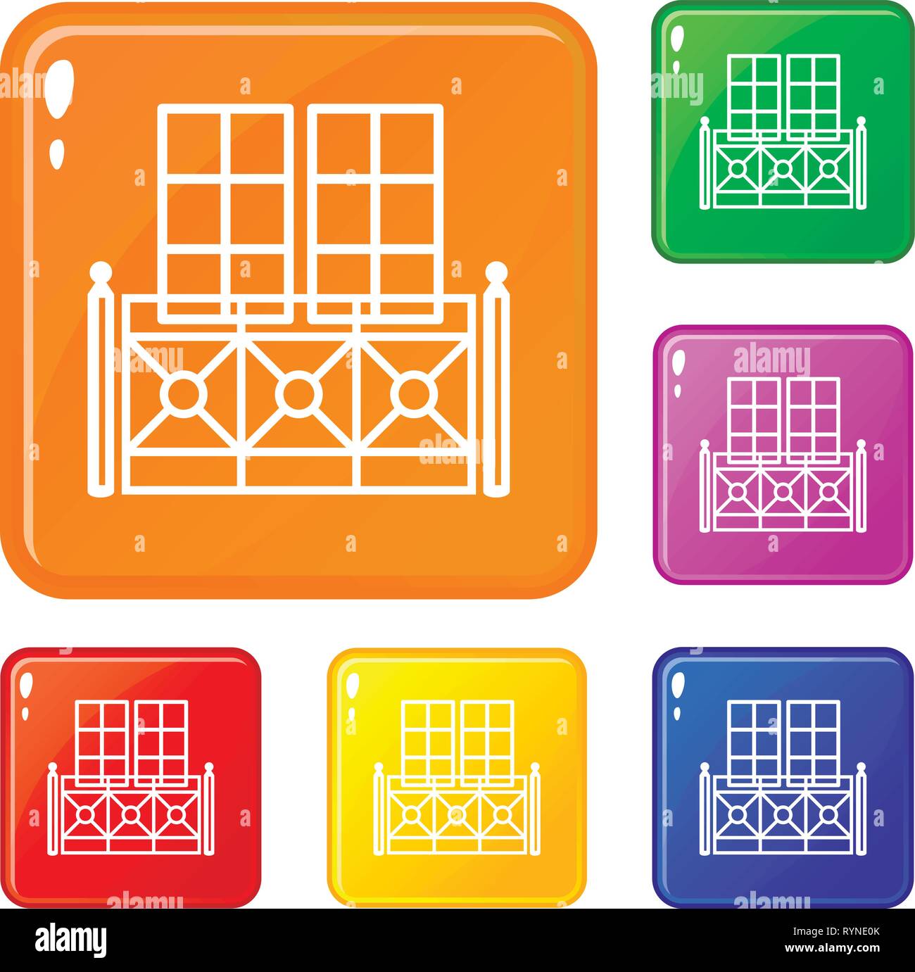 Double balcony icons set vector color Stock Vector Image & Art - Alamy