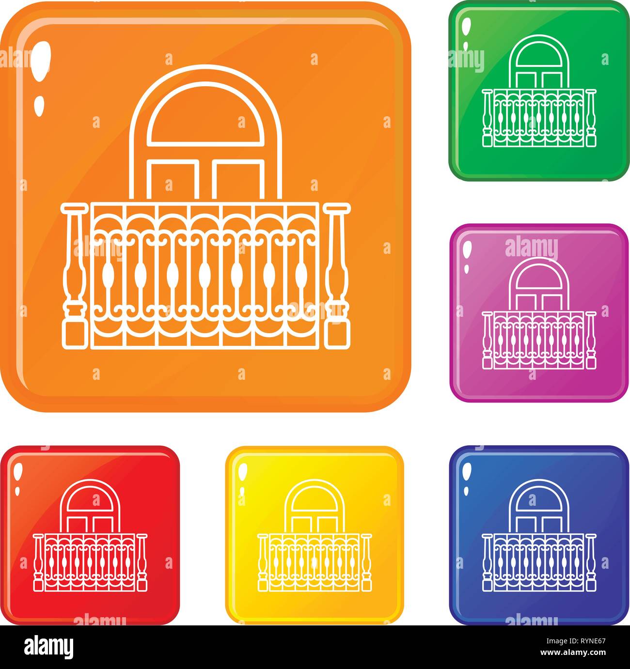 Design of balcony icons set vector color Stock Vector Image & Art - Alamy