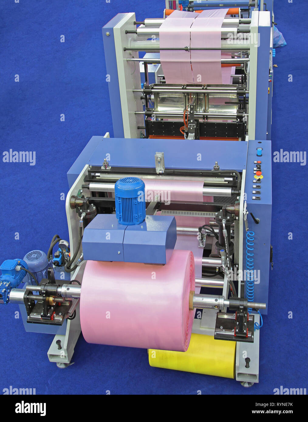 Machine for Making Plastic Bags Production From Roll Stock Photo - Alamy