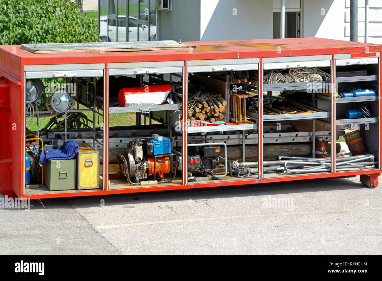 First Responder Tools and Firefighters Equipment in Trailer Box Stock ...