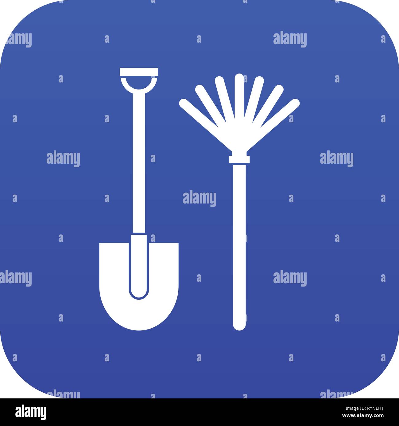 Rake and shovel icon digital blue Stock Vector Image & Art - Alamy