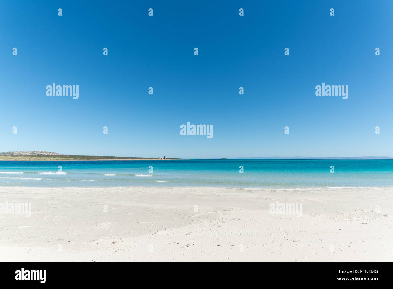 landscape of empty tropical beach with white sand and turquoise water ...