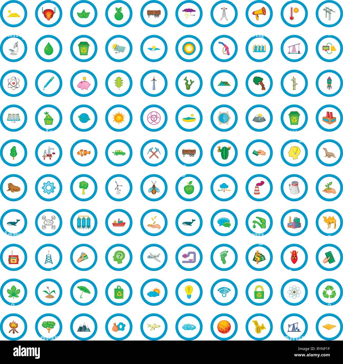 100 global warming icons set, cartoon style Stock Vector Image & Art ...