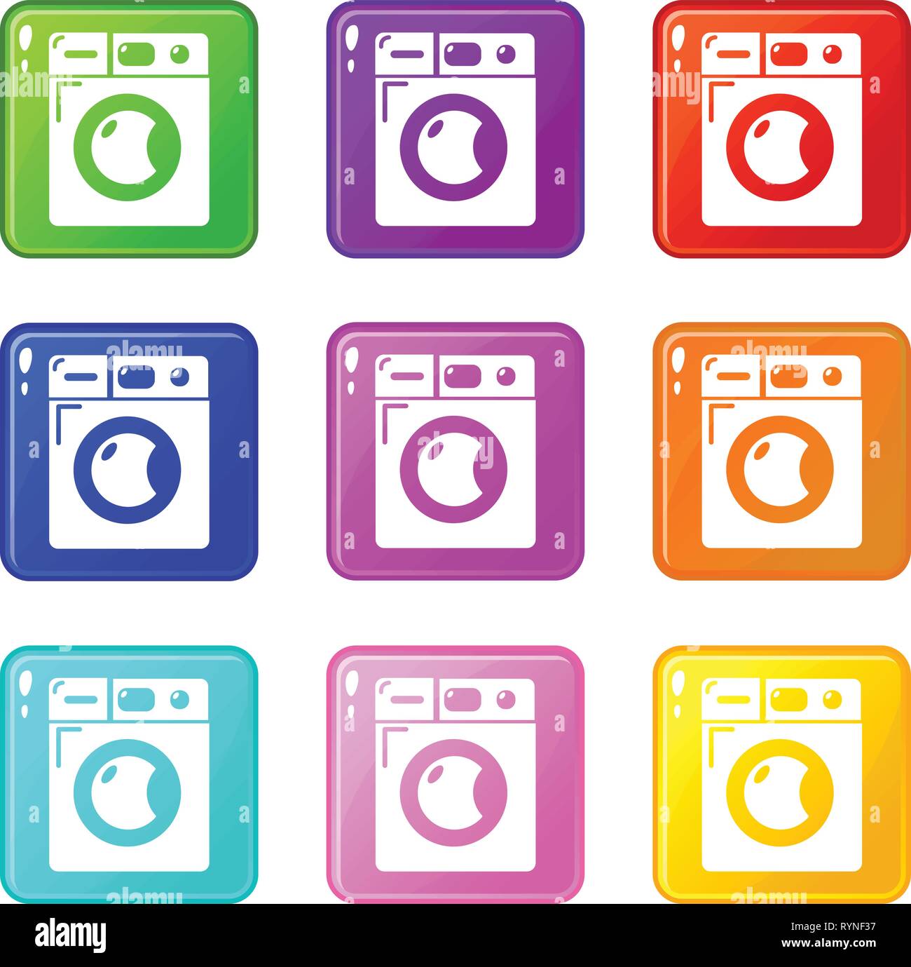 Washing machine icons set 9 color collection Stock Vector Image & Art ...