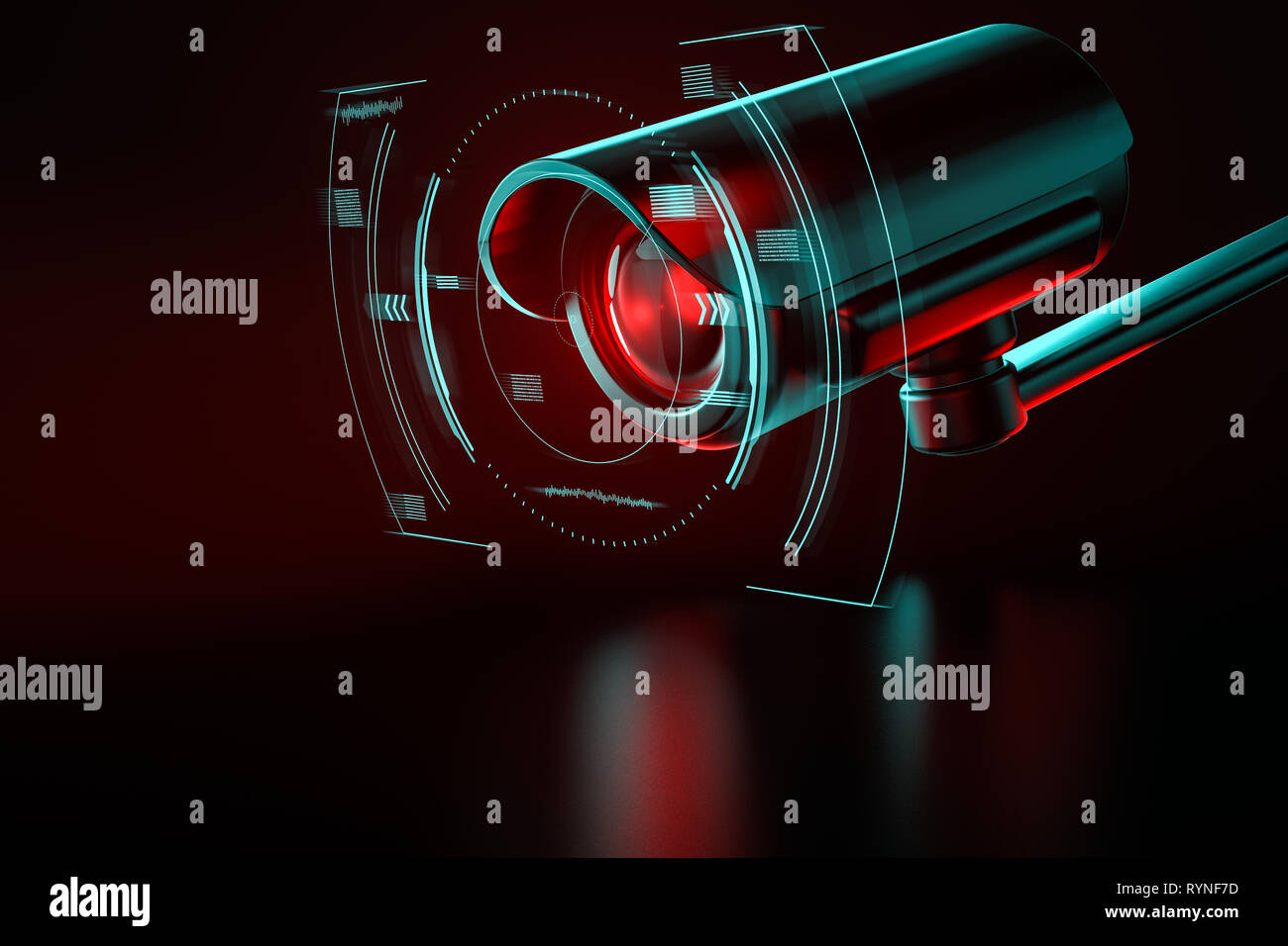 Security surveillance camera with interface or HUD around it on an even ... Security surveillance camera with interface or HUD around it on an even ...