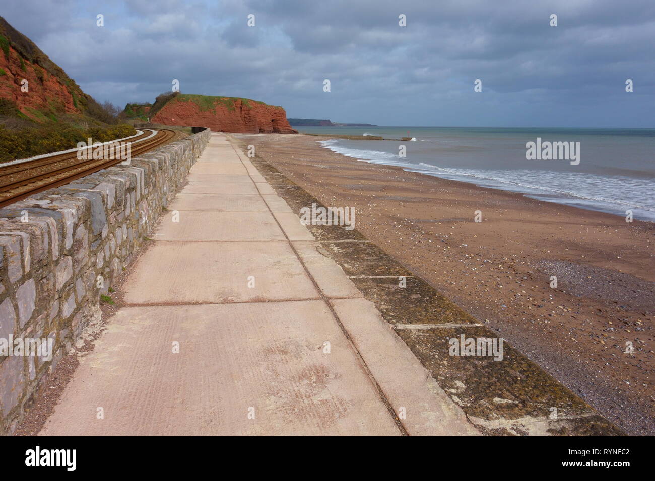 Footpath alongside Dawlish train track, Devon, England, UK Stock Photo ...