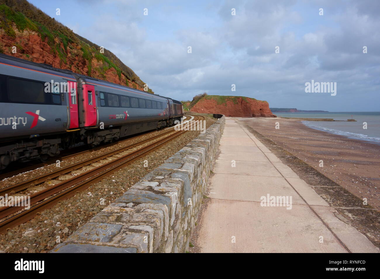 Footpath alongside Dawlish train track, Devon, England, UK Stock Photo ...