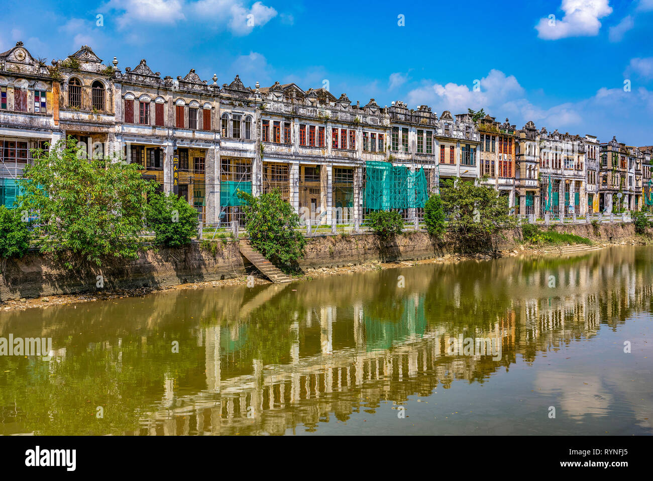 KAIPING, CHINA - OCTOBER 25: View of Chikan ancient town riverside ...