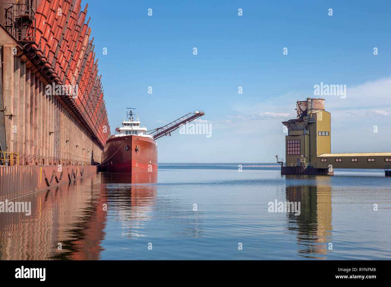 Great lakes freighter at an ore dock on Lake Superior. Concepts could ...