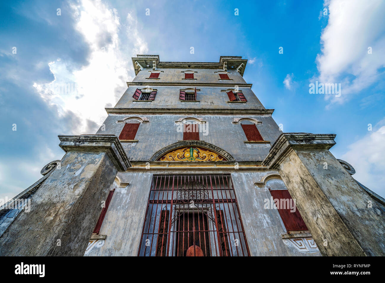 KAIPING, CHINA - OCTOBER 25: Ancient architecture of a Diaolou tower in ...