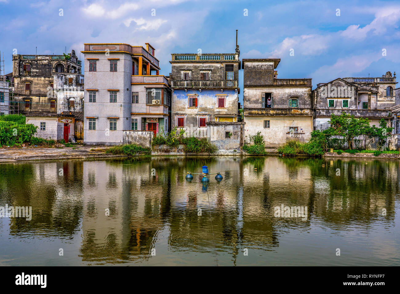 KAIPING, CHINA - OCTOBER 25: View of old traditional countryside houses ...