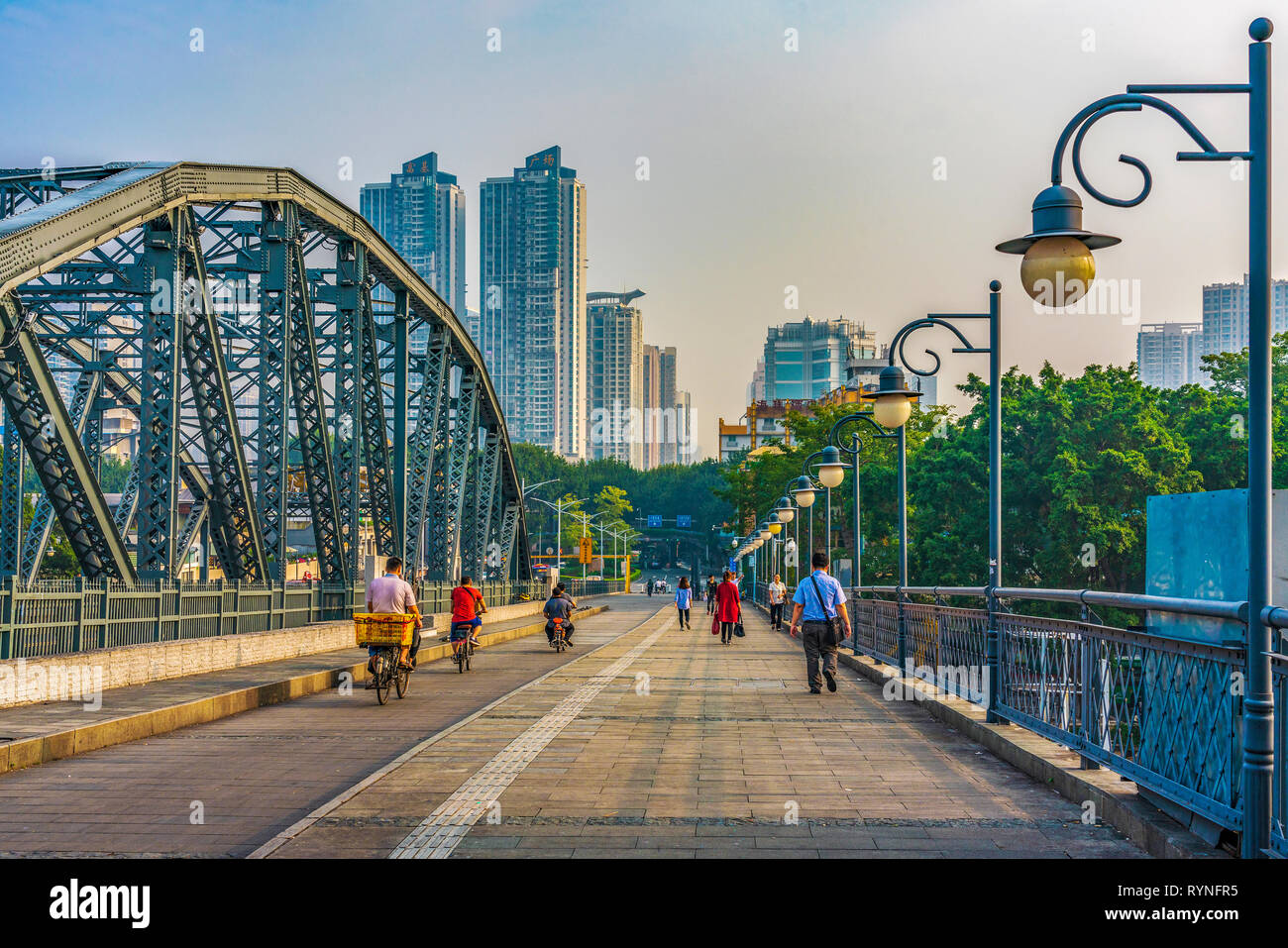 GUANGZHOU, CHINA - OCTOBER 26: This is Haizhu Bridge, an old steel ...