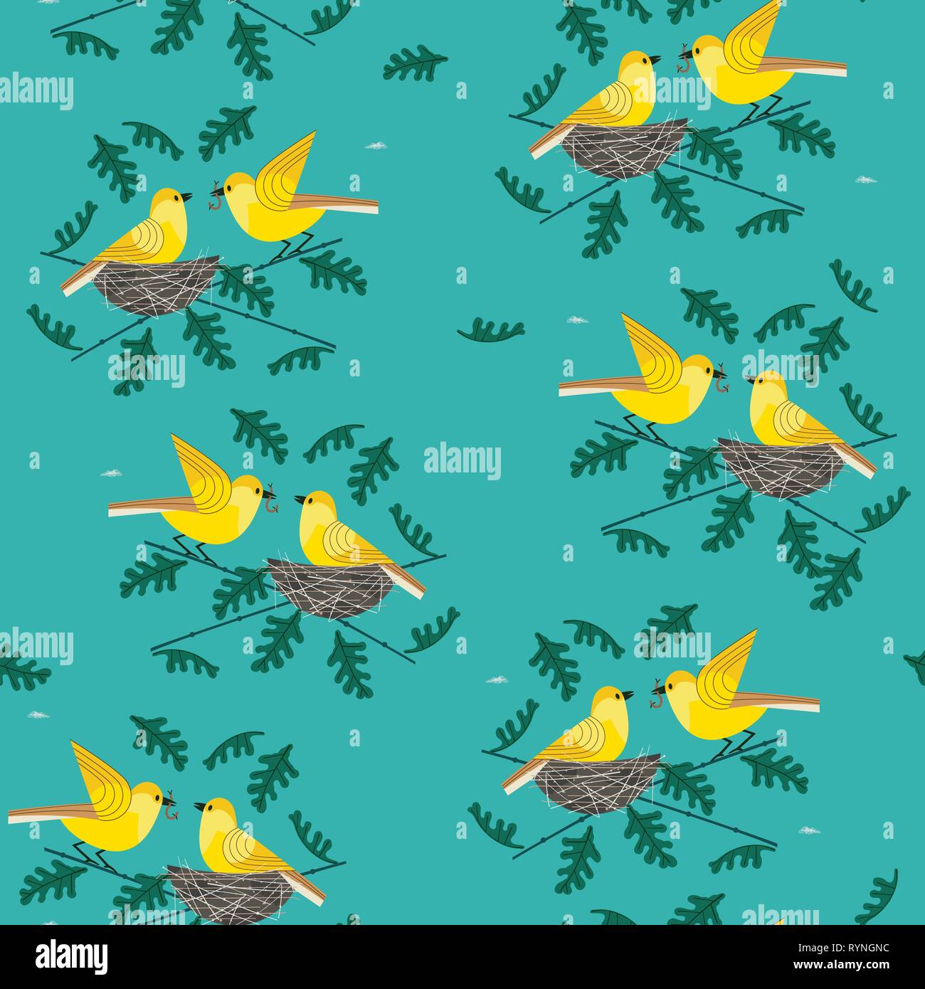 Hand drawn birds seamless pattern background Stock Vector Image & Art ...