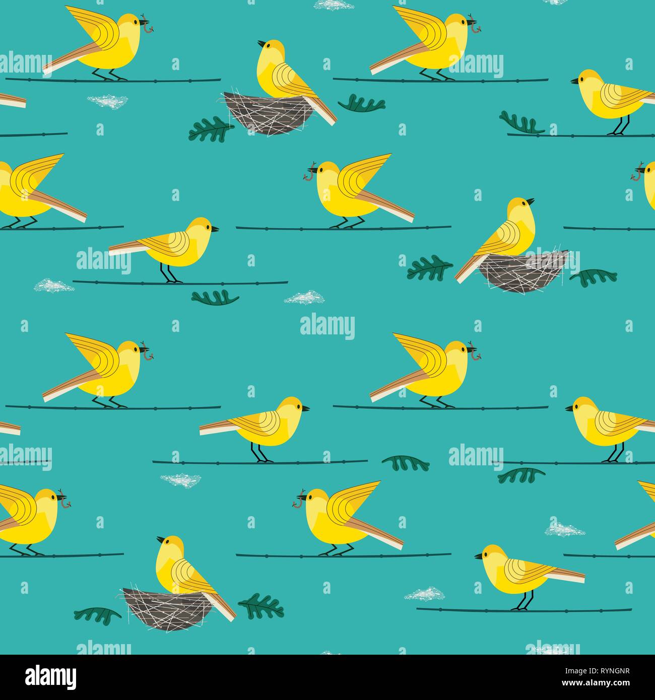 Hand drawn birds seamless pattern background Stock Vector Image & Art ...