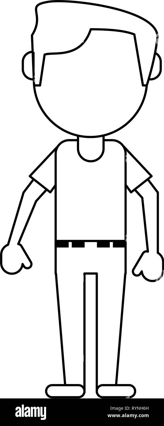 man faceless avatar cartoon in black and white Stock Vector Image & Art ...