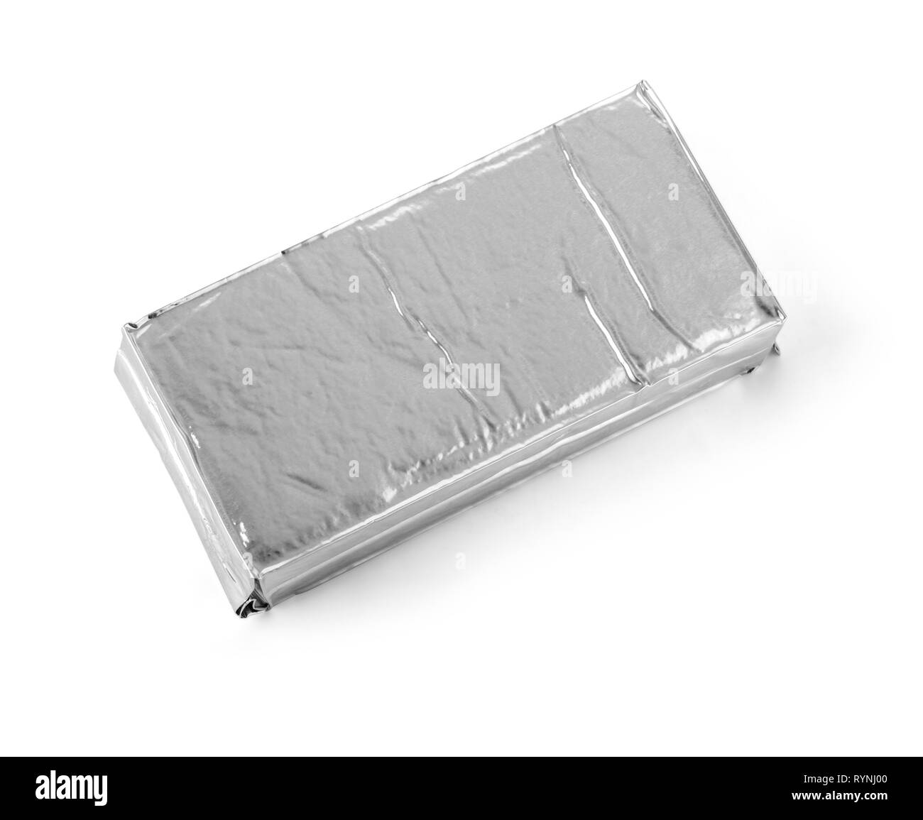 blank silver product packaging on white background with clipping path ...