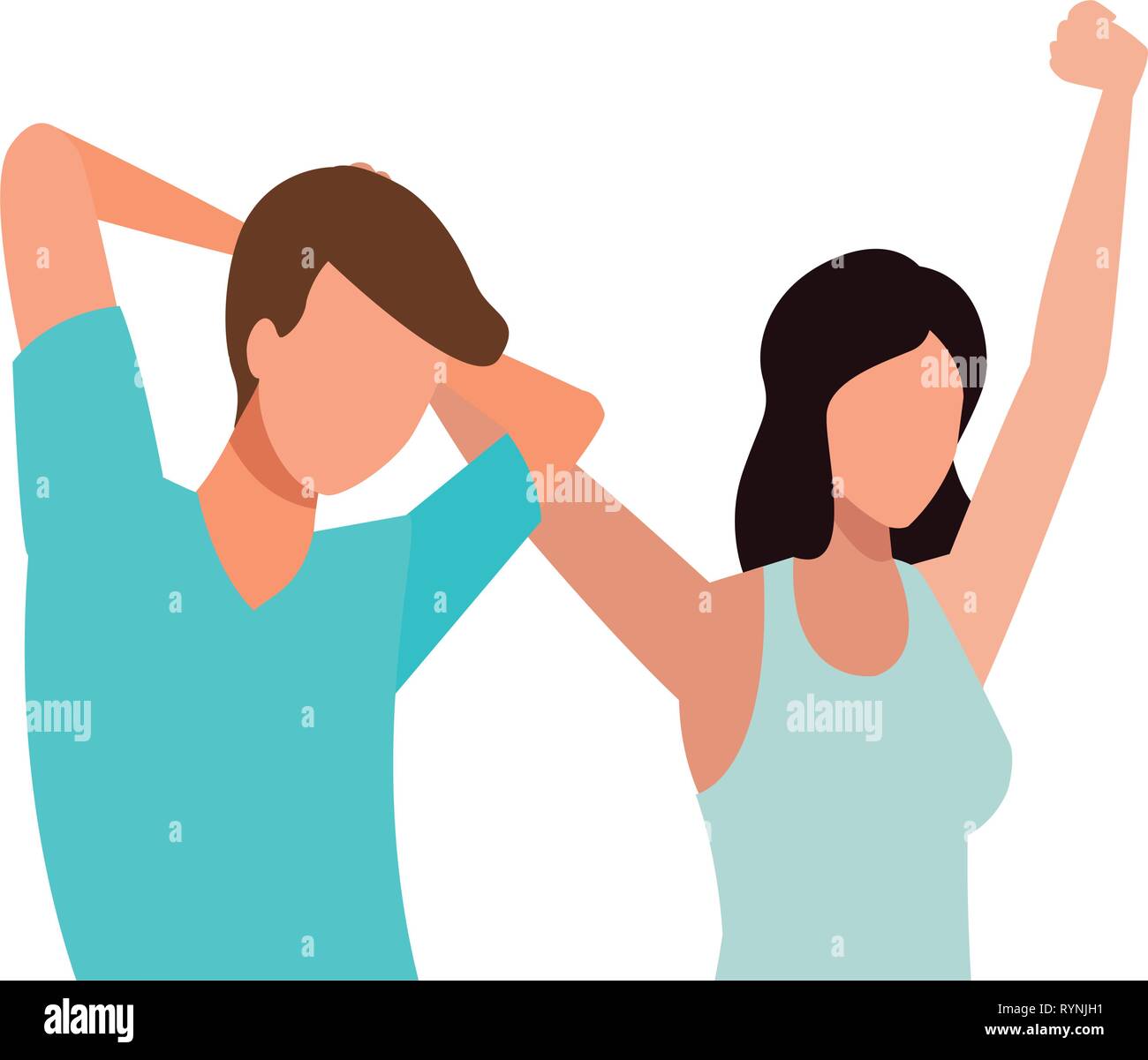 faceless couple together stretch Stock Vector Image & Art - Alamy