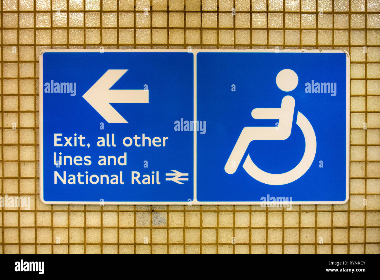 Blue Rectangular Handicapped Wheelchair Accessible Symbol Sign together ...