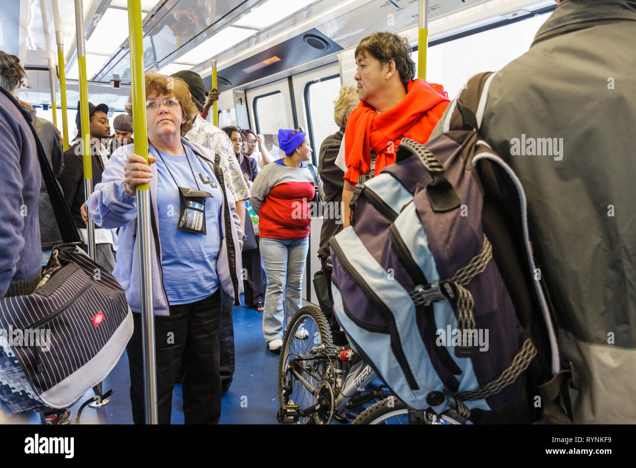 Miami Florida,downtown,public transportation,Metromover,free people ...