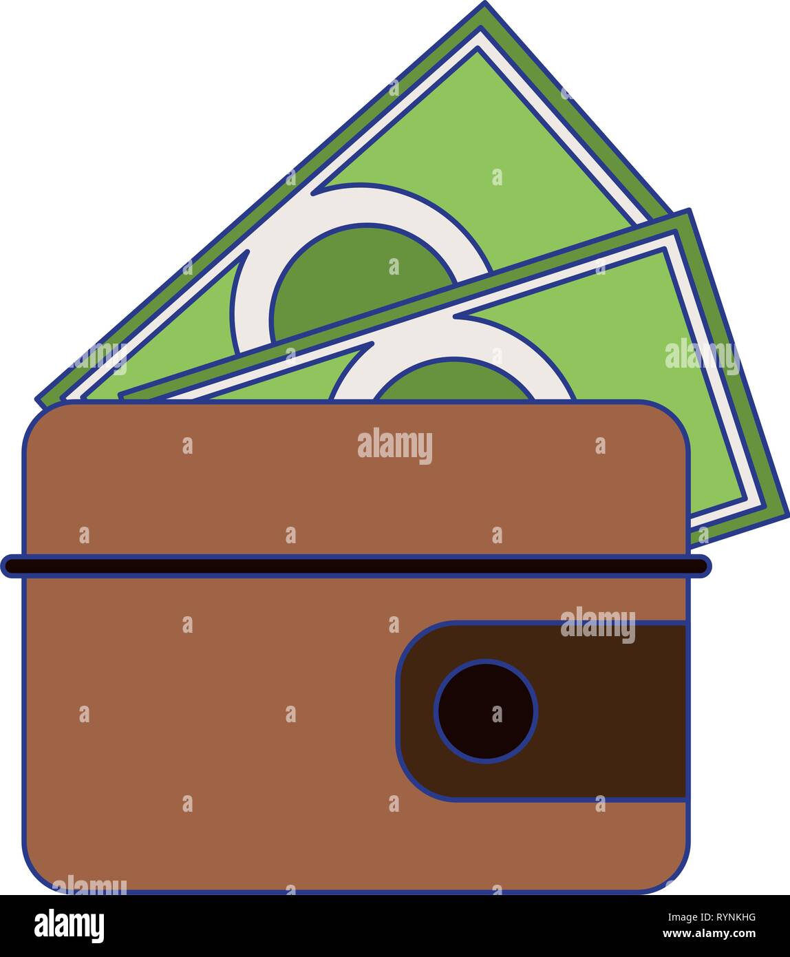 Wallet with cash symbol isolated blue lines Stock Vector Image & Art ...