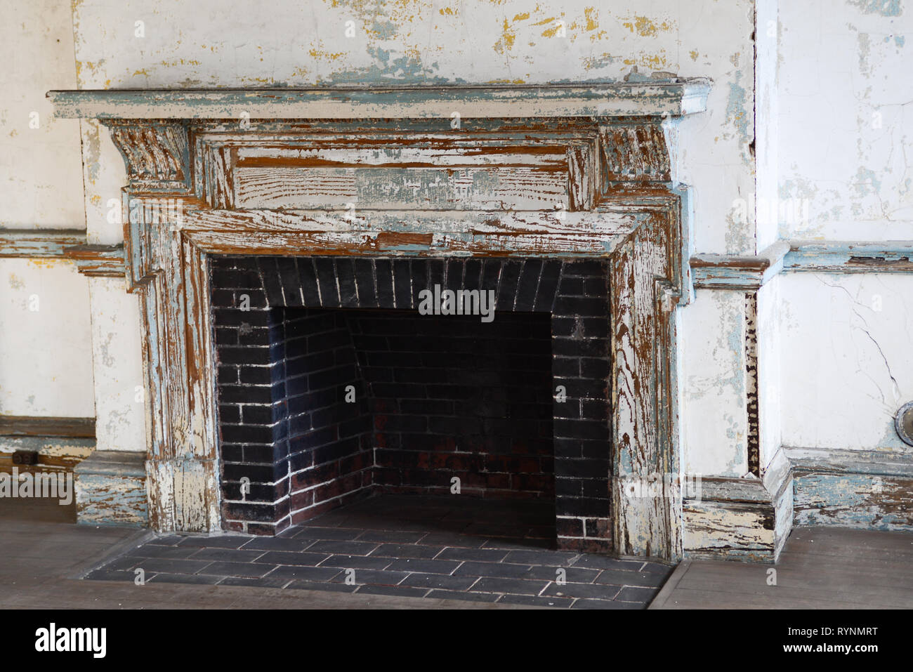 Interior of Decaying Structure Showing Fireplace Stock Photo - Alamy
