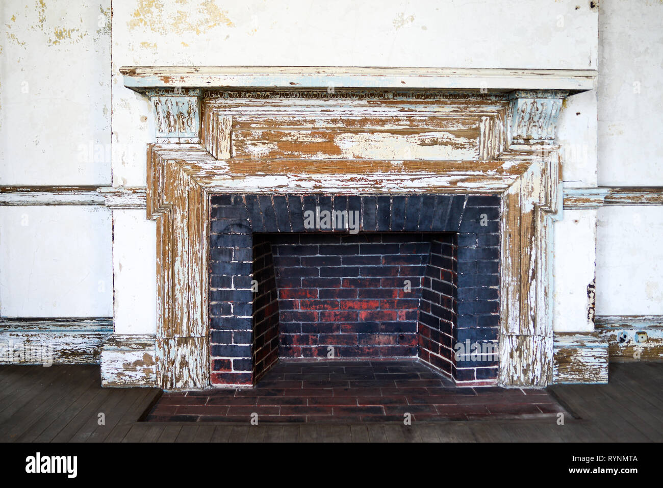 Interior of Decaying Structure Showing Fireplace Stock Photo - Alamy