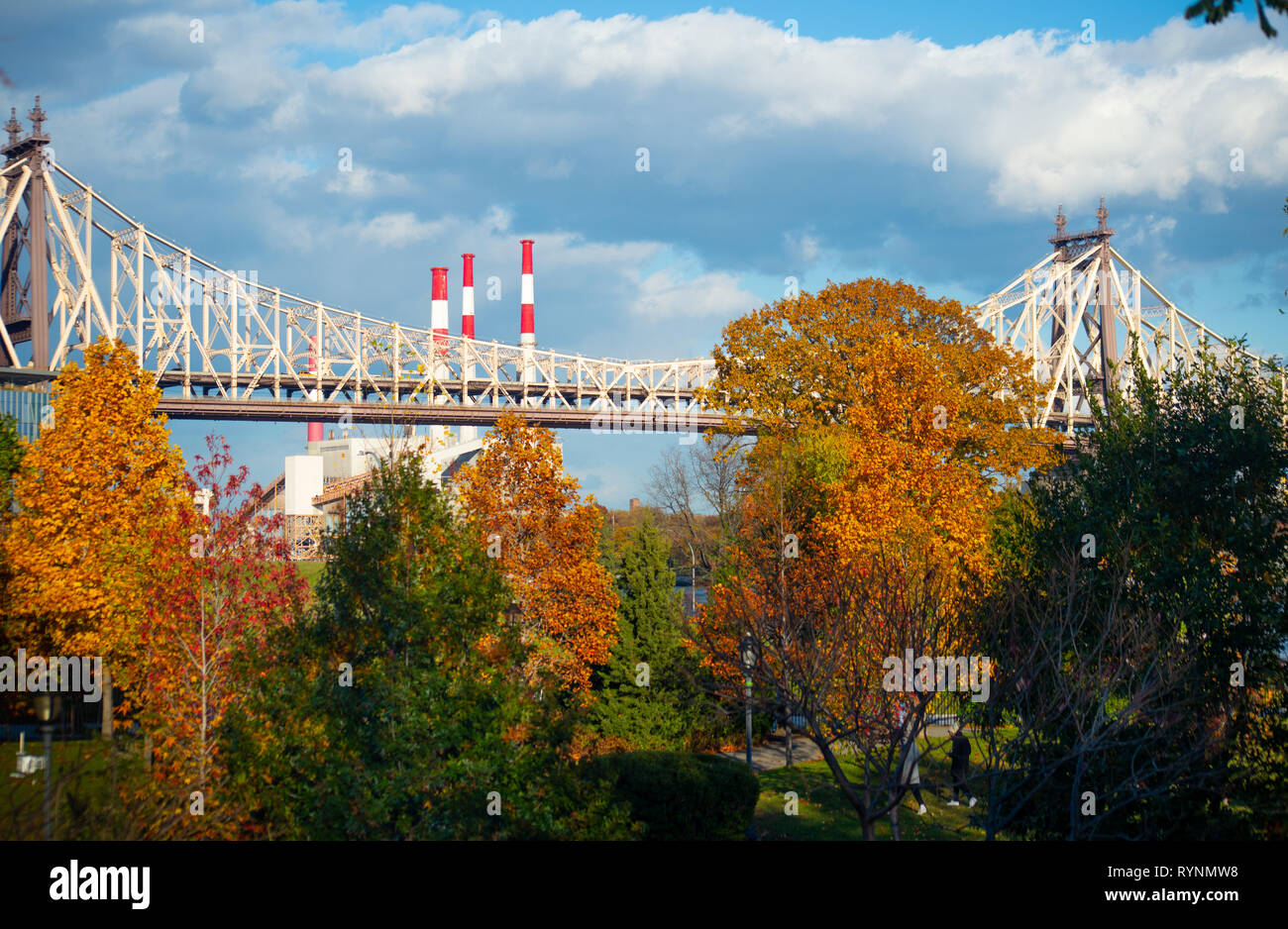 Fall Foliage with Queensborough Bridge Stock Photo - Alamy