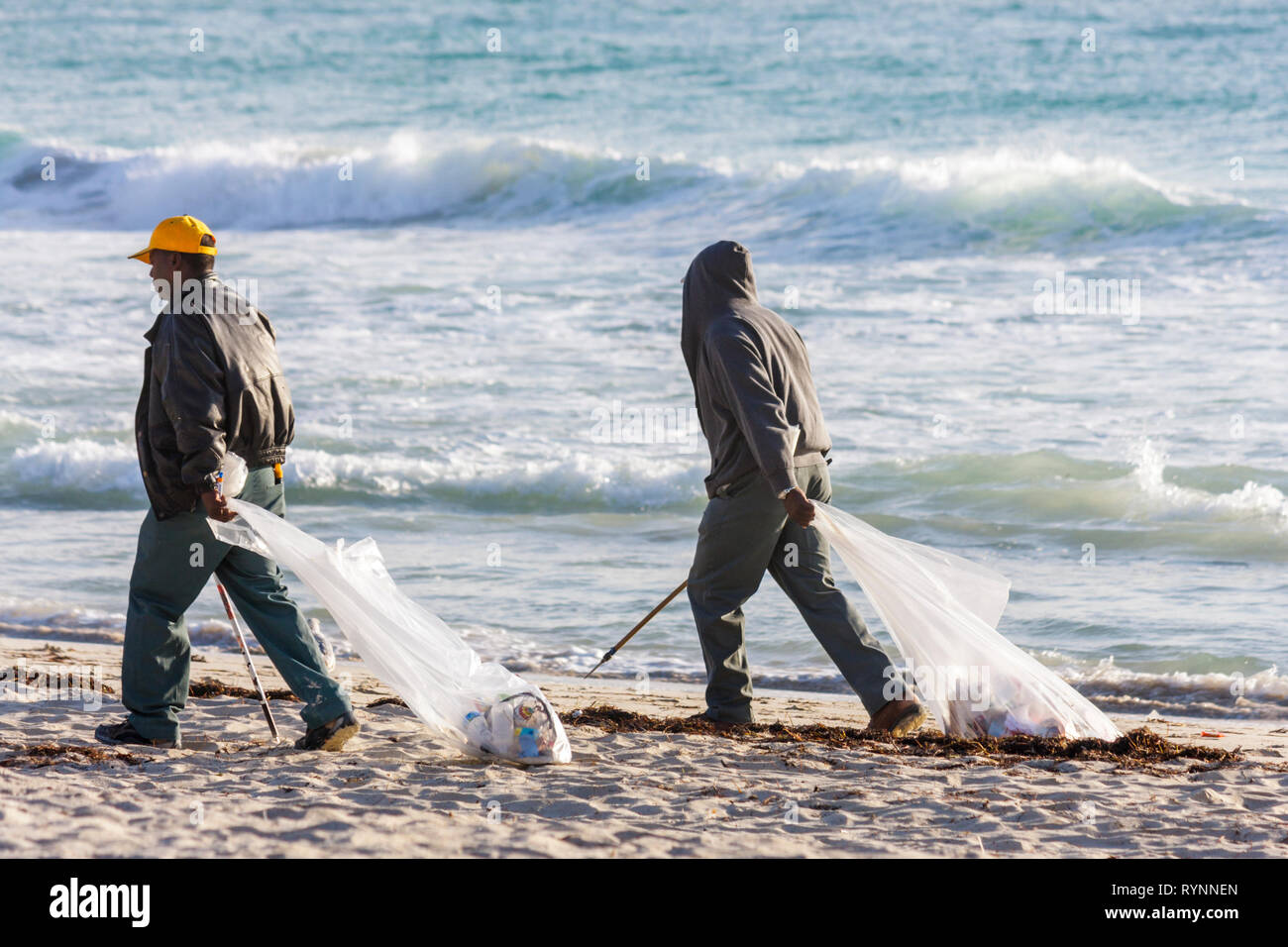 Miami Beach Florida,Atlantic Ocean,water,public beach,cleaning,litter ...