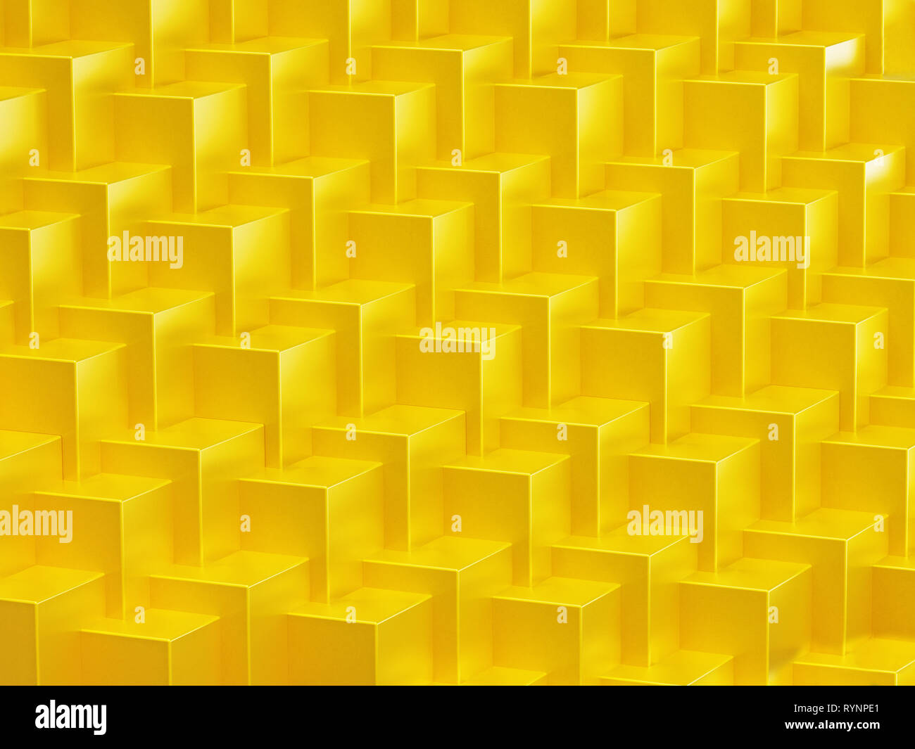 Yellow abstract cubes forming a background. Repeating pattern. 3D ...
