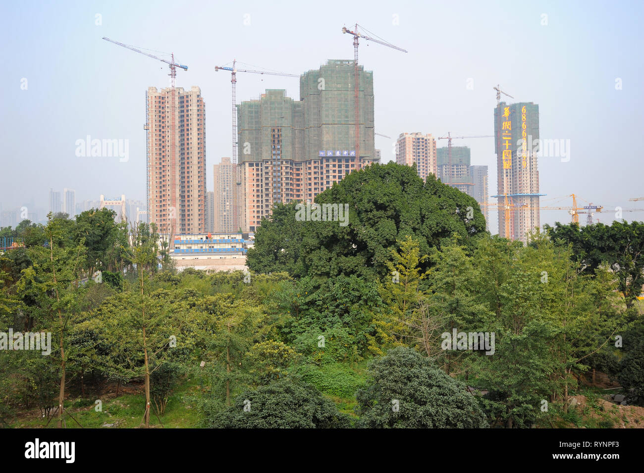 03.08.2012, Chongqing, China, Asia - View of a construction site with ...