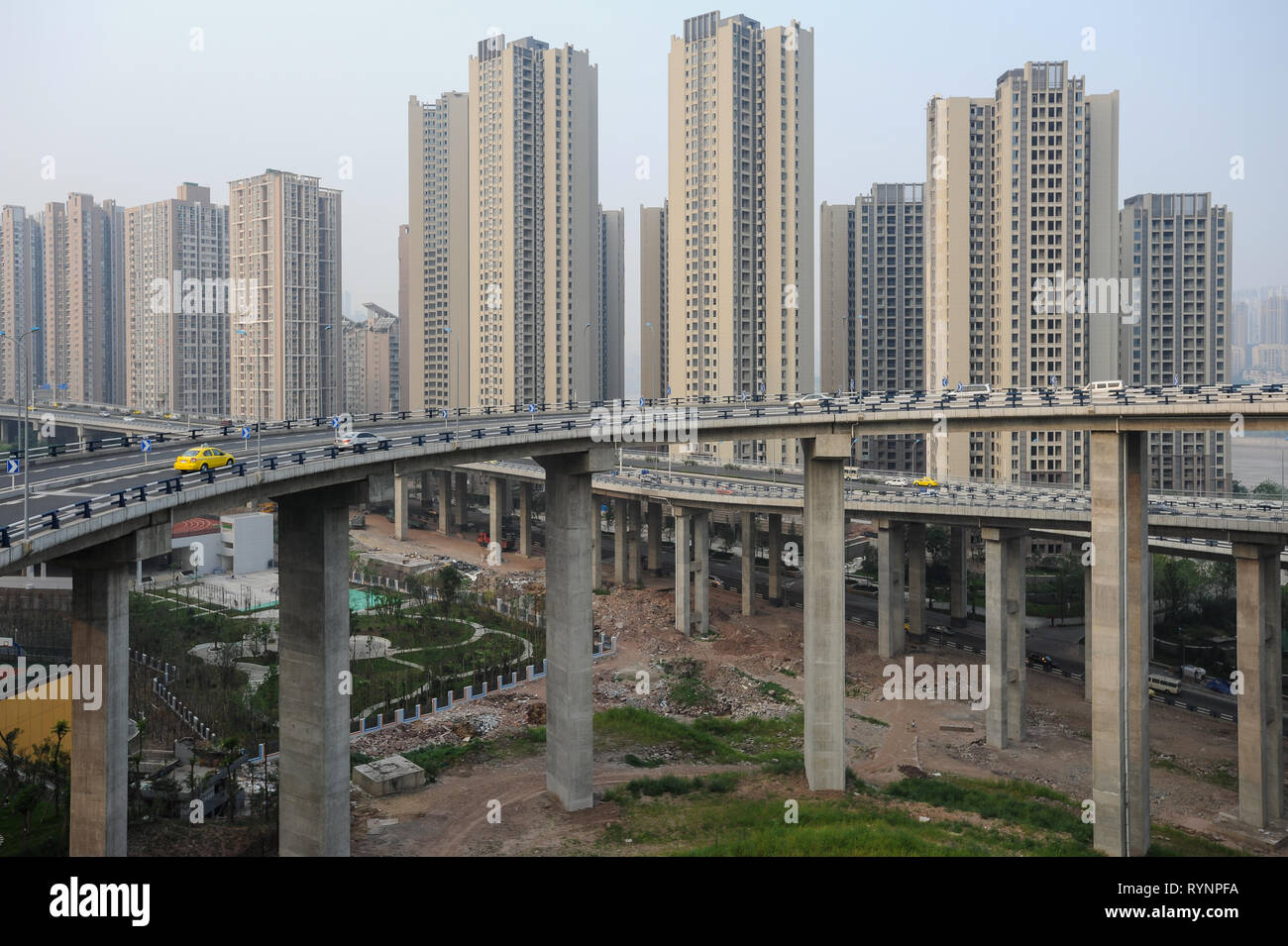 03.08.2012, Chongqing, China, Asia - New high-rise housing development ...