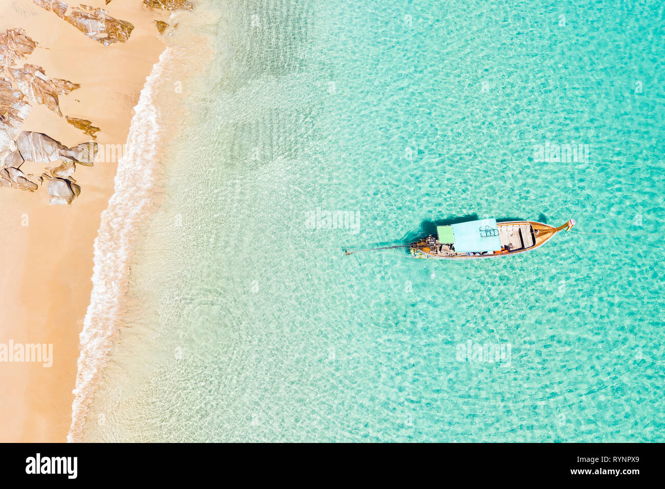 View from above, stunning aerial view of an empty beautiful tropical ...