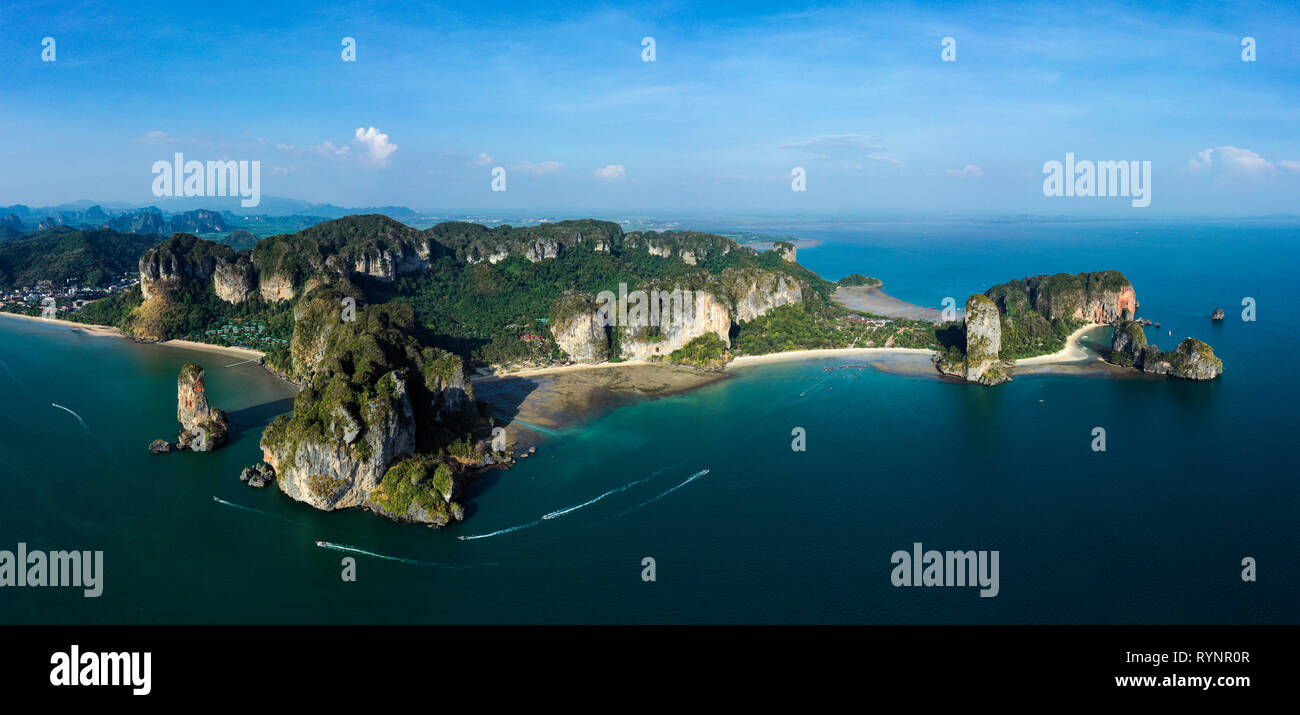 View from above, stunning panoramic aerial view of Krabi most famous ...
