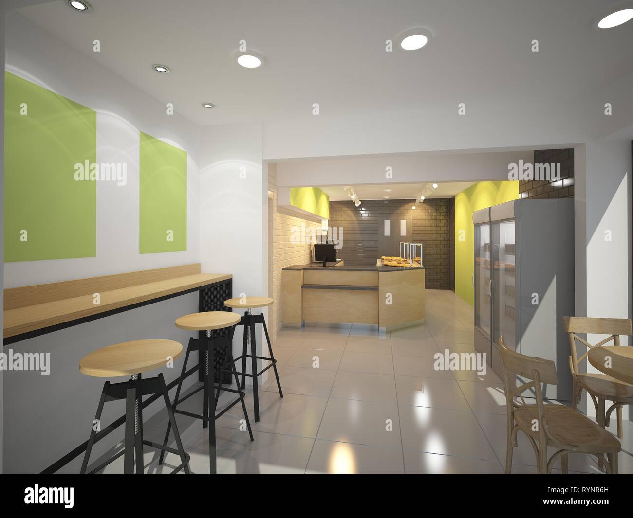 3d restaurant / fast food render Stock Photo - Alamy
