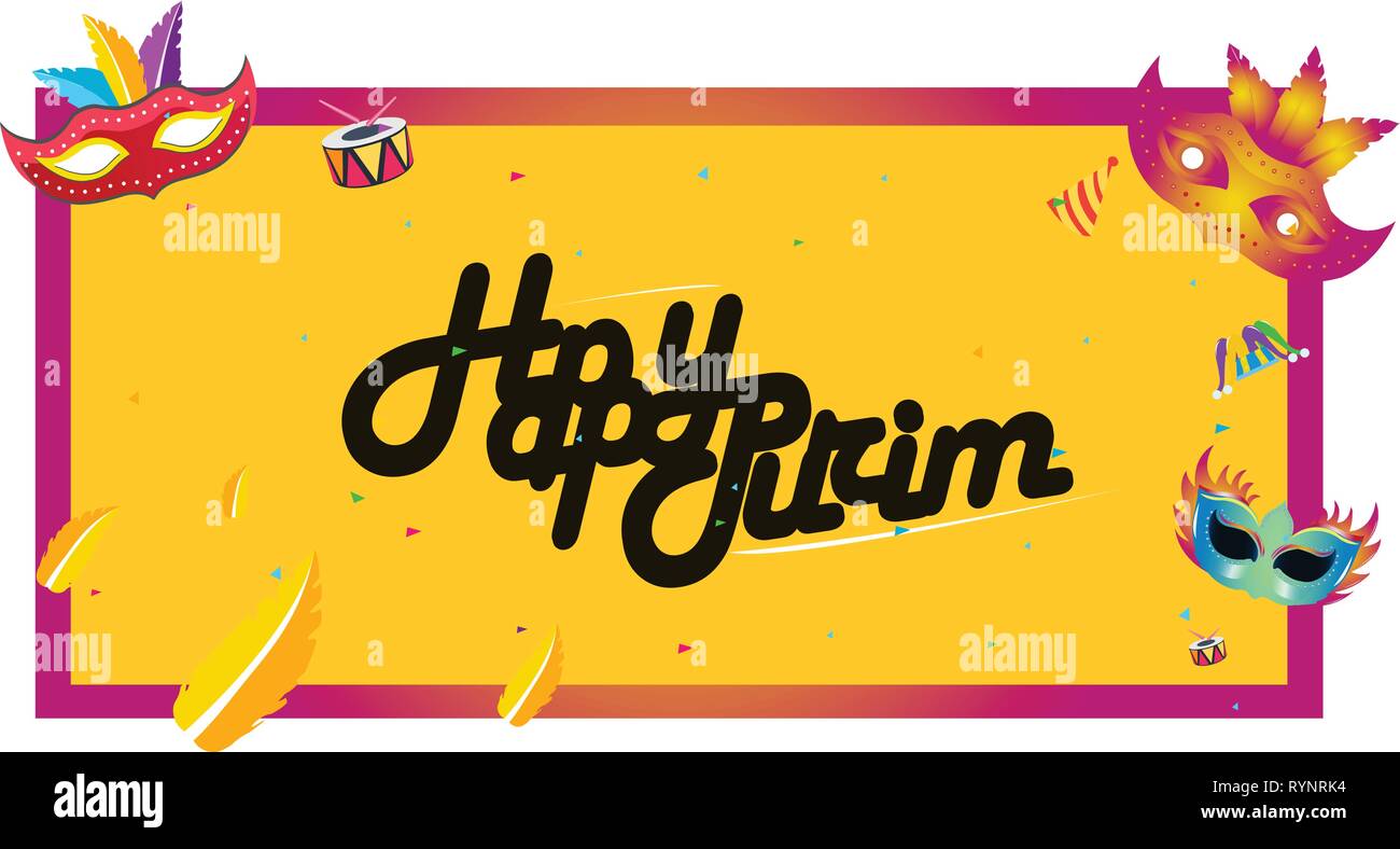 Hand written lettering with text "Happy Purim".Vector illustration ...