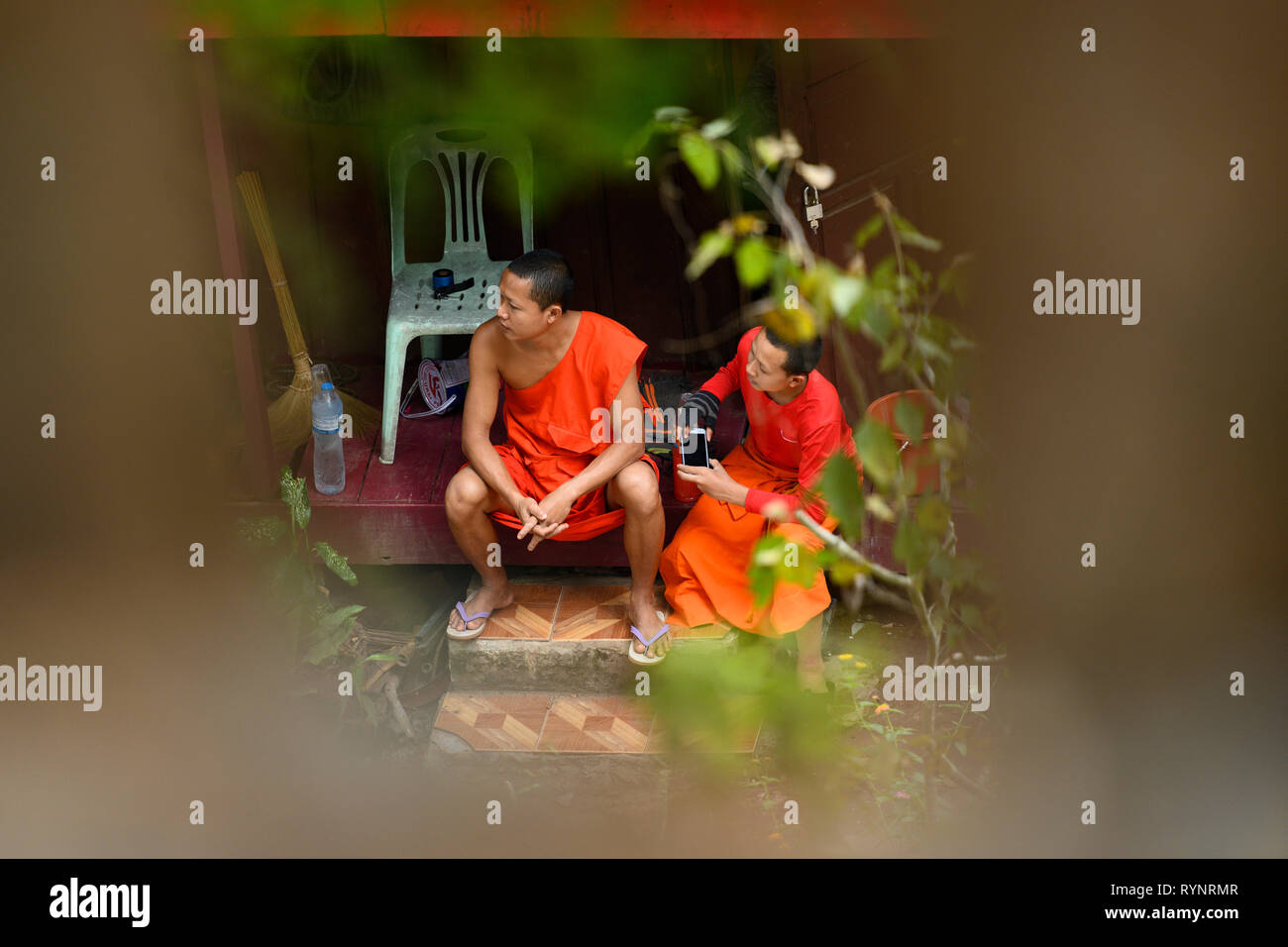 Novice monks in temple laos hi-res stock photography and images - Alamy
