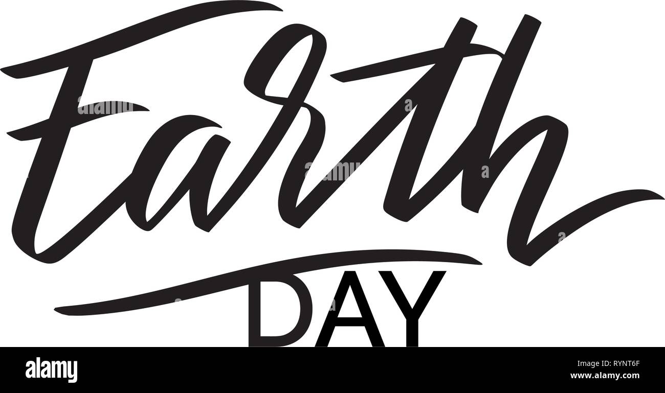 Happy Earth Day typography lettering with handwritten calligraphy text ...