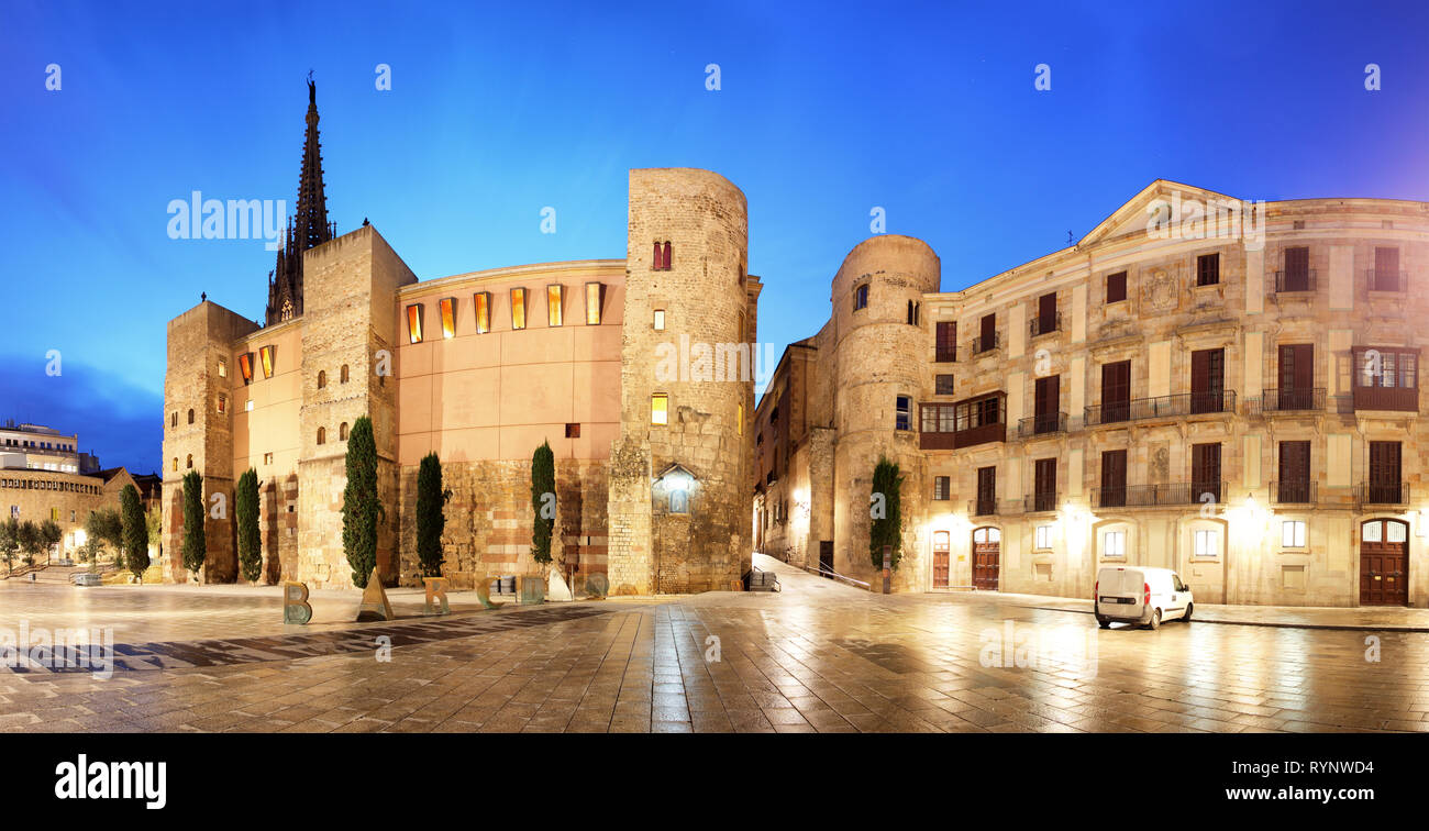 Barcelona - Placa Nova, Panorama with cathedral, Spain Stock Photo - Alamy