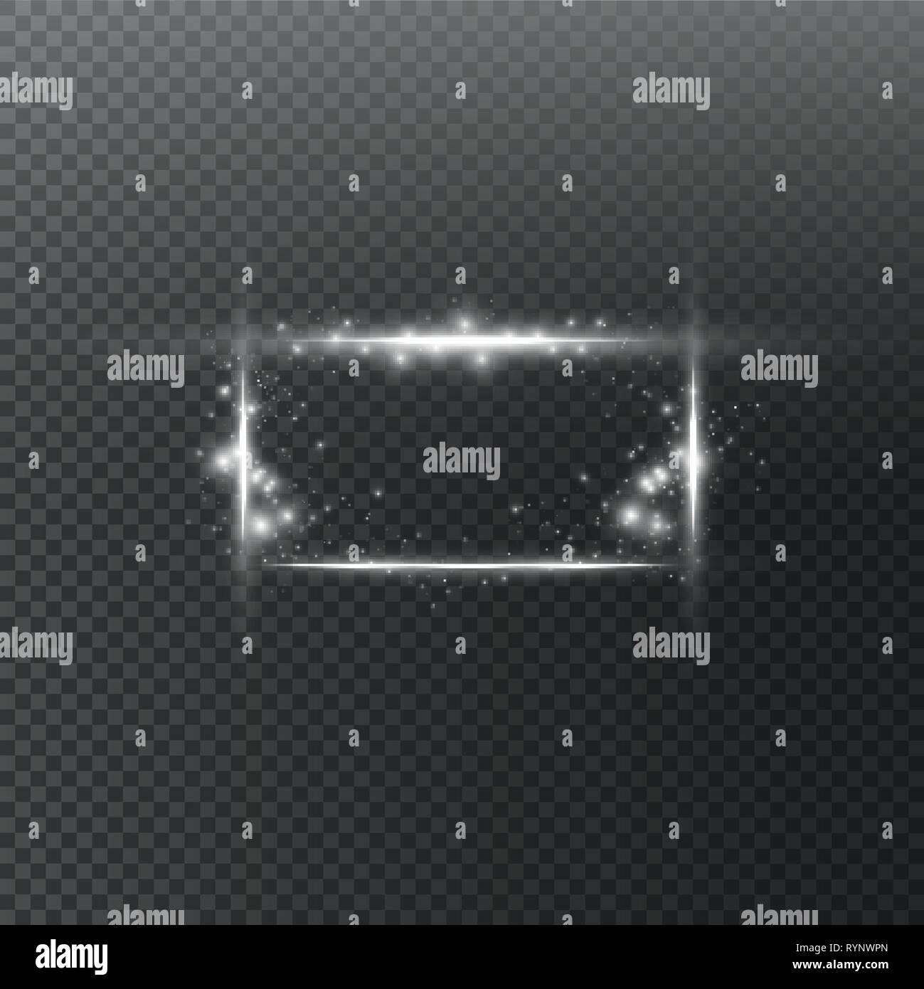 White frame with lights effects. Shining luxury banner vector ...