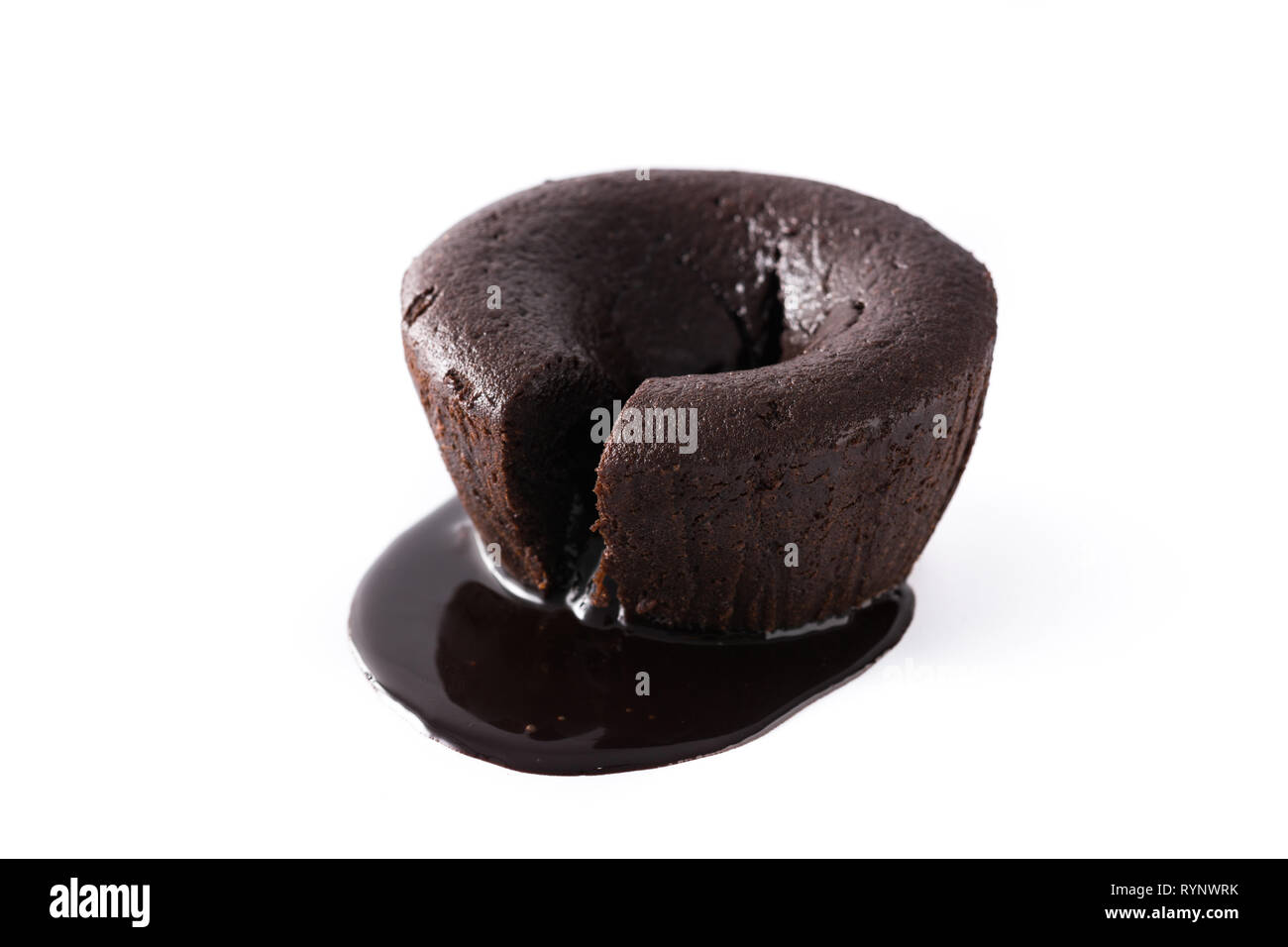 Coulant chocolate cake isolated on white background Stock Photo - Alamy
