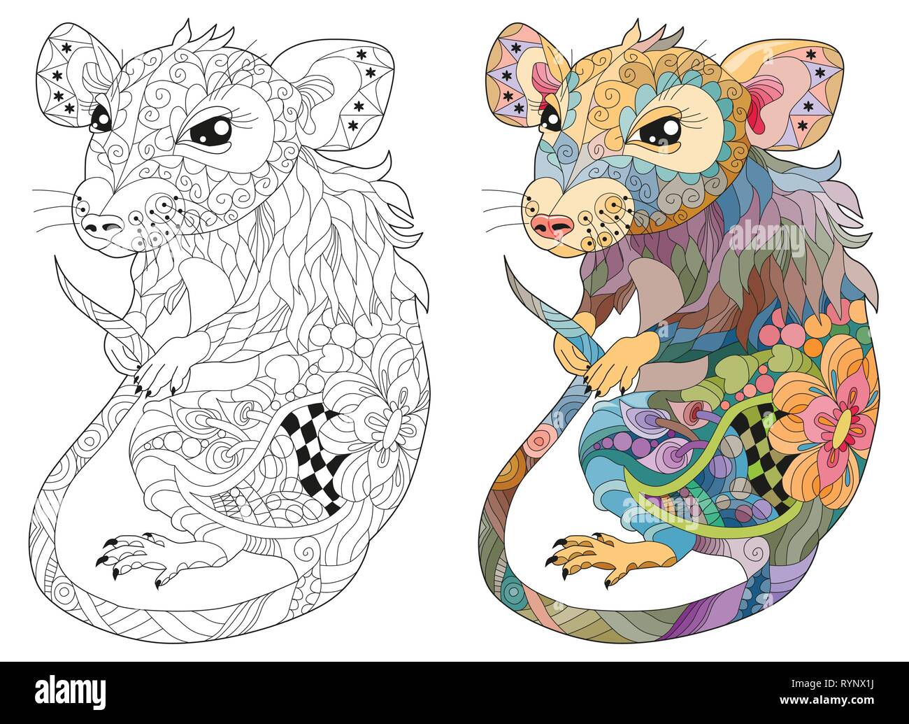 Zentangle stylized rat. Hand Drawn lace vector illustration Stock ...