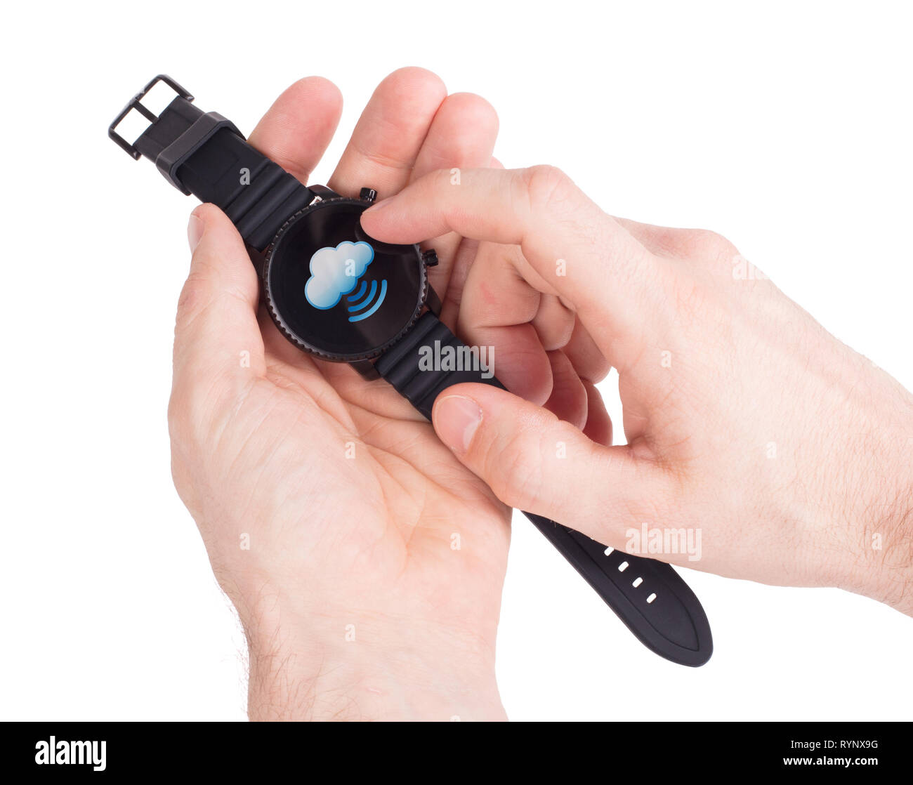 Black smartwatch isolated on a white background, wifi or cloud Stock ...