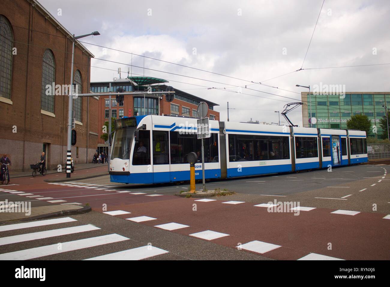 Dutch tram in central Amsterdam Stock Photo - Alamy