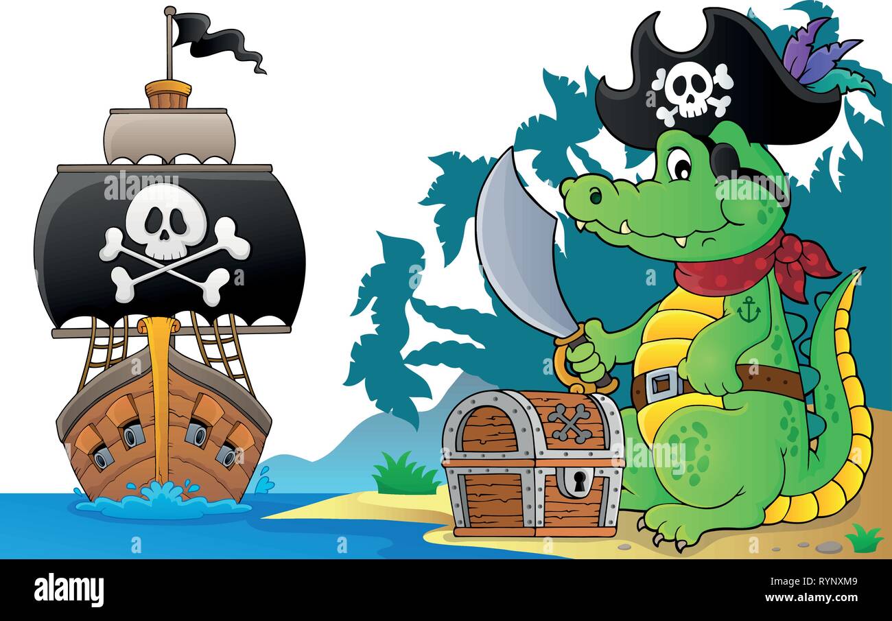 Pirate crocodile theme 6 - eps10 vector illustration Stock Vector Image ...