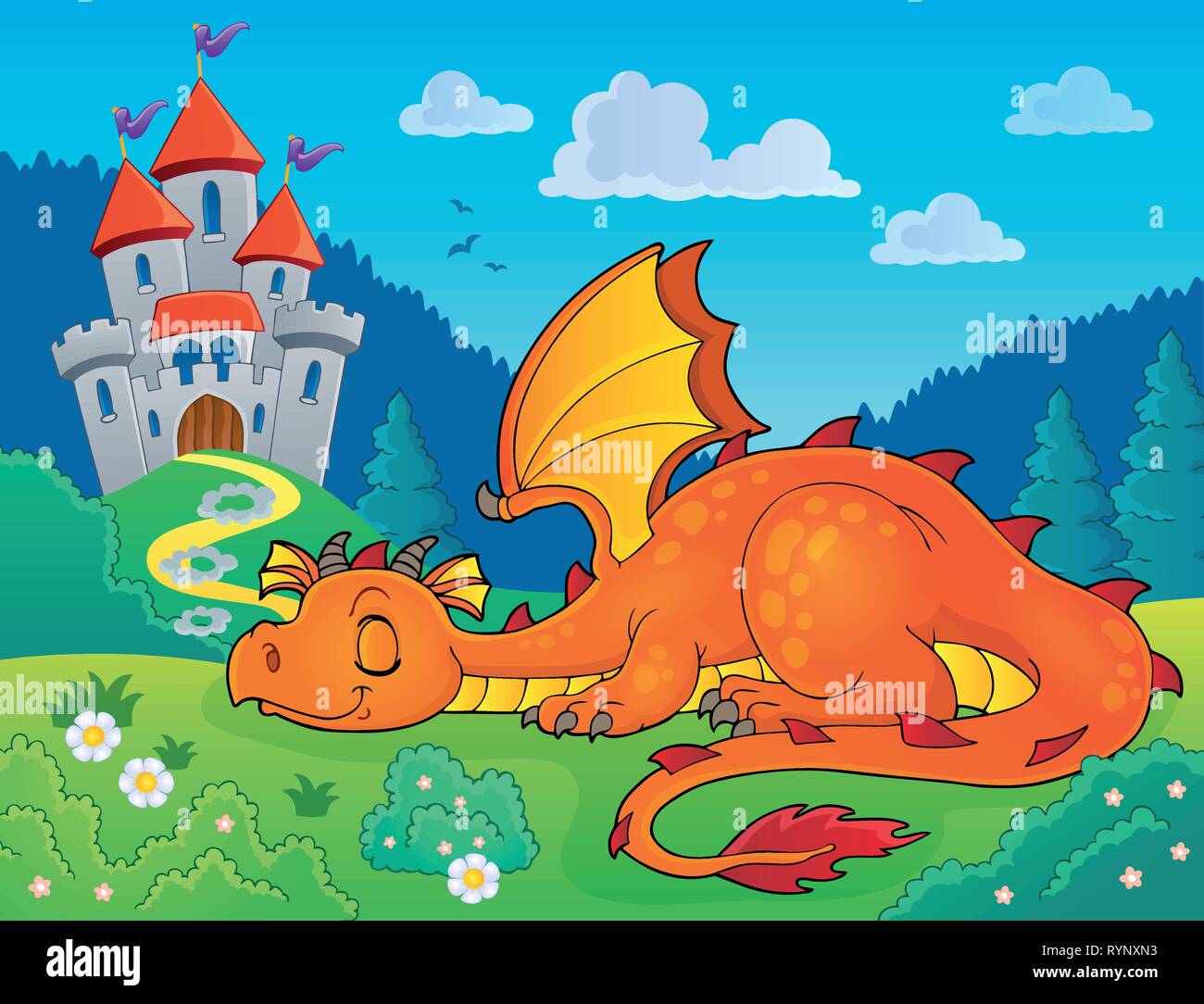 Sleeping dragon theme image 2 - eps10 vector illustration Stock Vector ...
