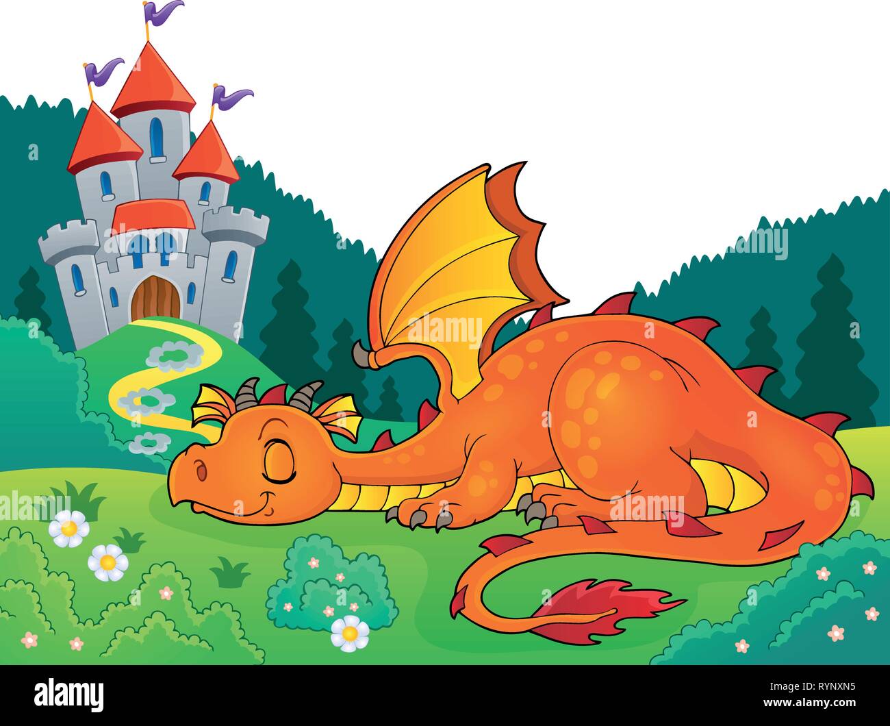 Sleeping dragon theme image 4 - eps10 vector illustration Stock Vector ...