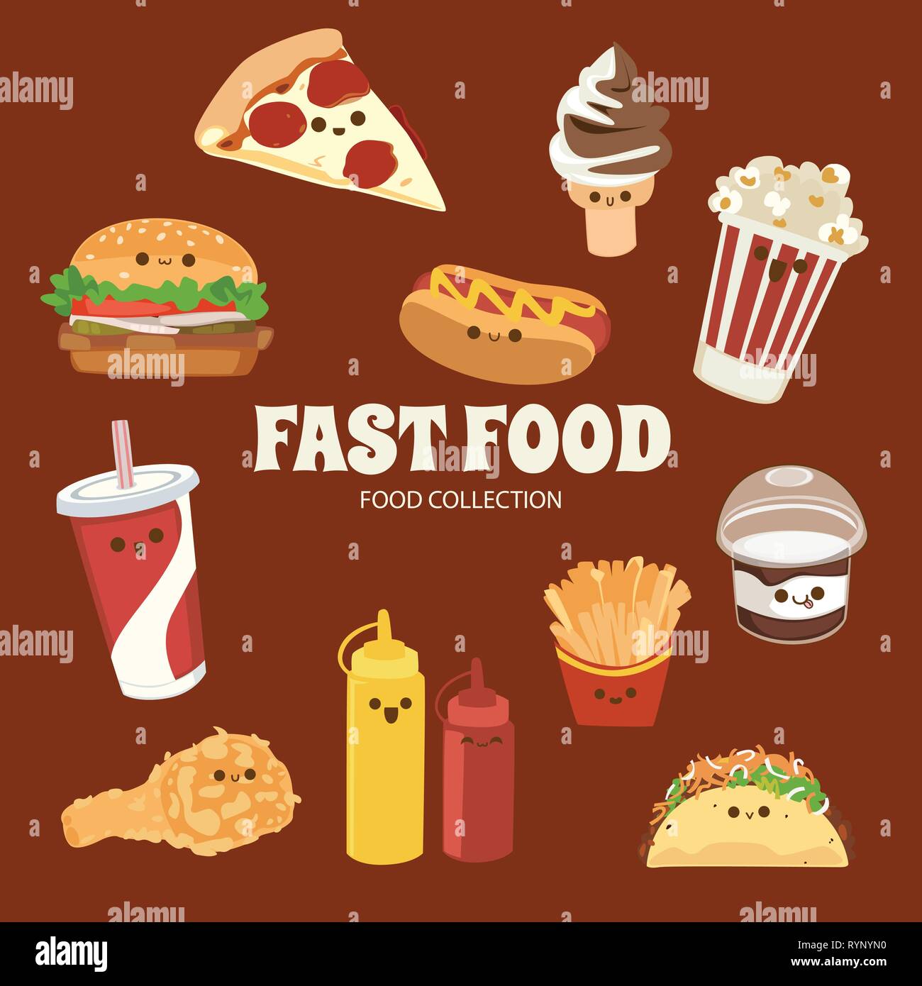 Collection kawaii ice cream Stock Vector Images - Alamy