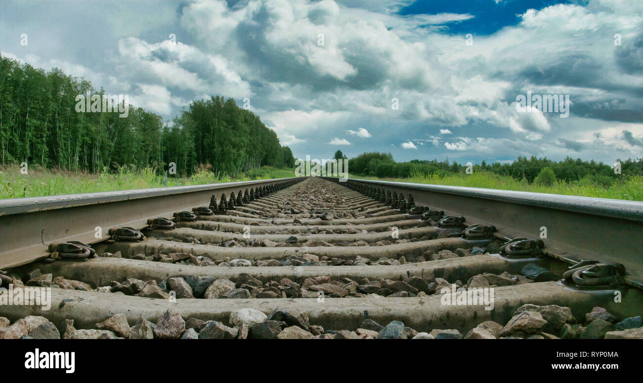 Black railway track of a train with big stones inside FS700 4K RAW ...