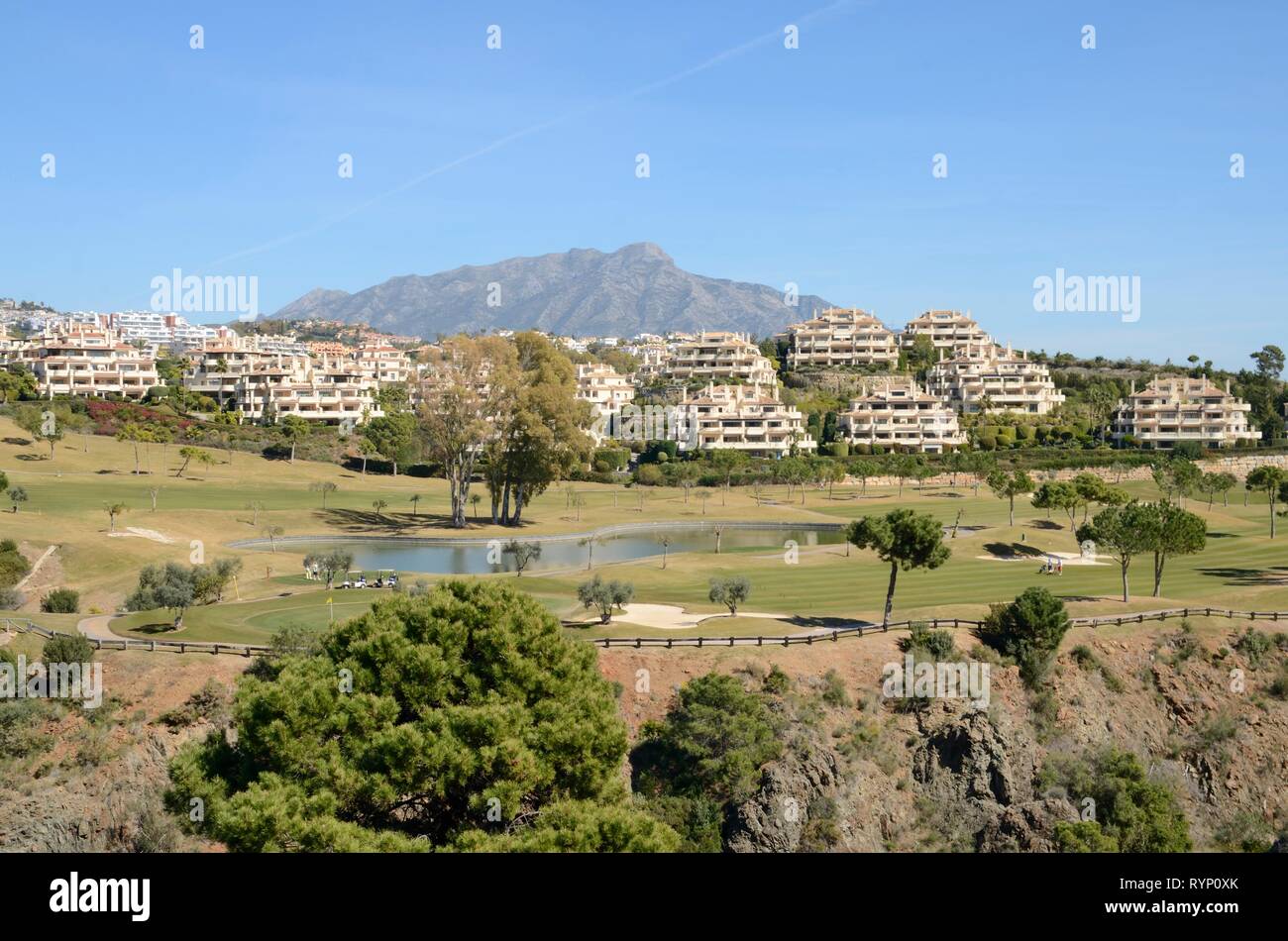 Golf course in the valley of Benahavis, a village next to Marbella ...